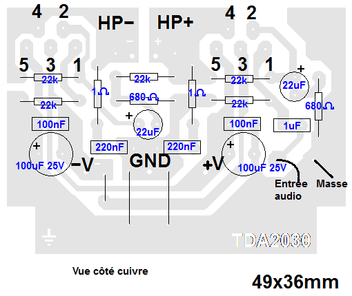 Ampli TDA2030 bridge : typon - Astuces Pratiques