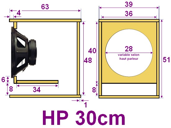 Plan caisson de basse pour haut parleur 30cm - Astuces Pratiques