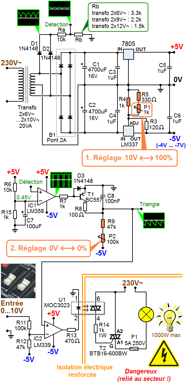 Schéma variateur de lumière 0-10V - Astuces Pratiques