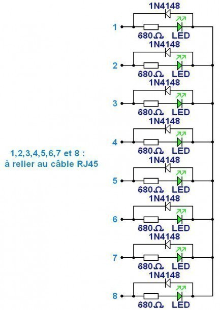 Testeur de cable RJ45 simple (schéma) - Astuces Pratiques